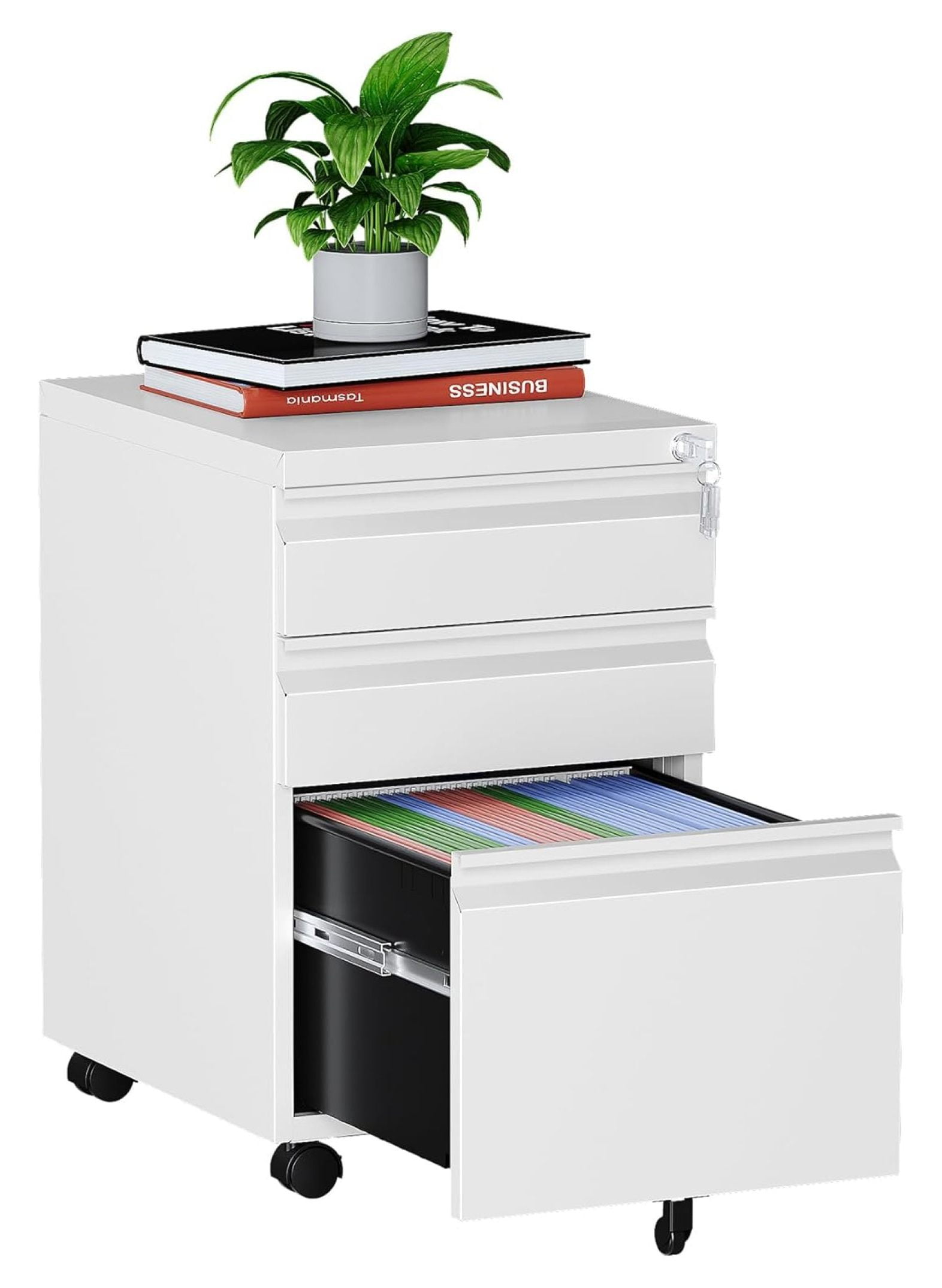 3 Drawer File Cabinet on Wheels, Home Office Mobile File Drawers Under ...