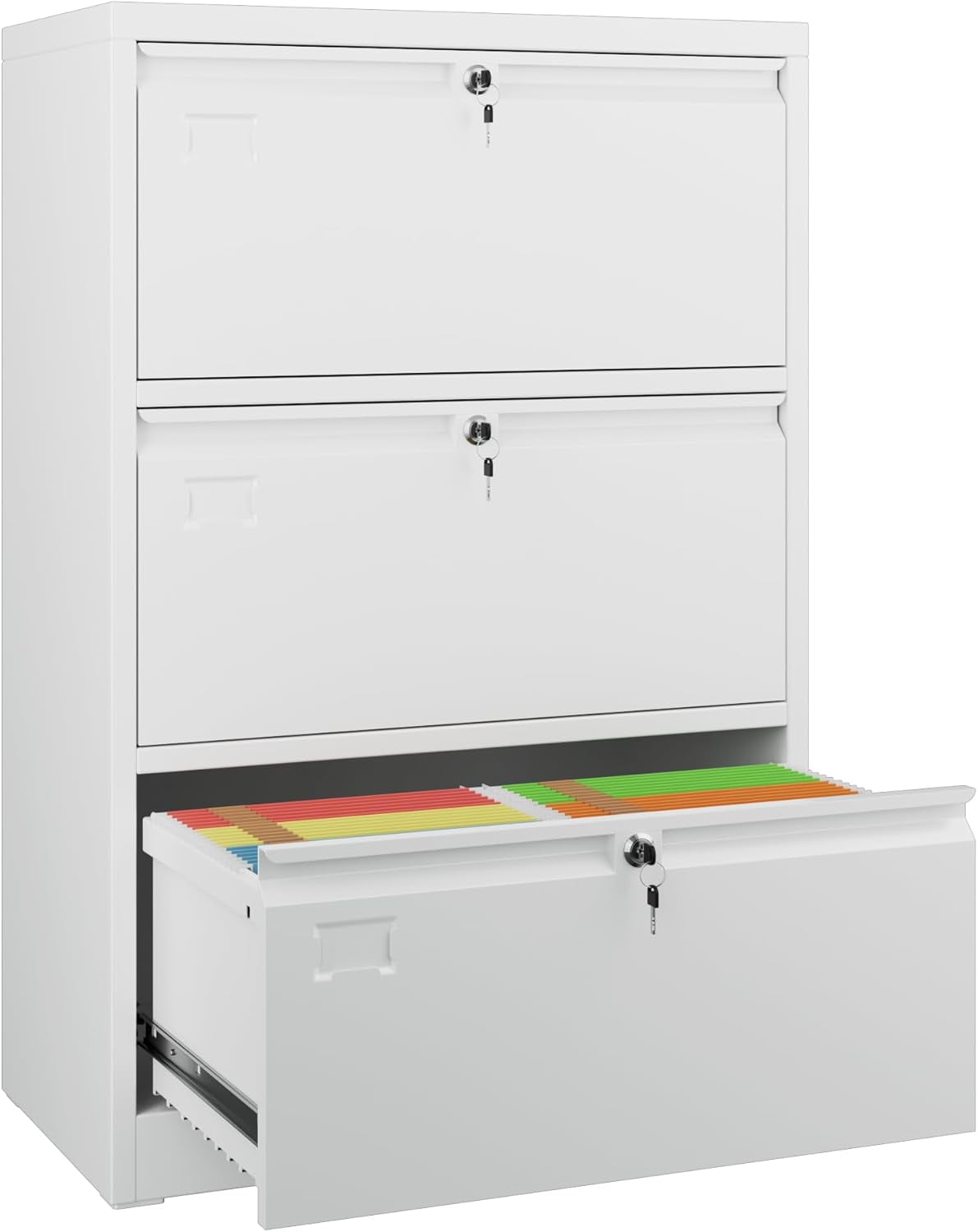 3 Drawer File Cabinet, Wide Metal Filing Cabinet, Official Storage File ...
