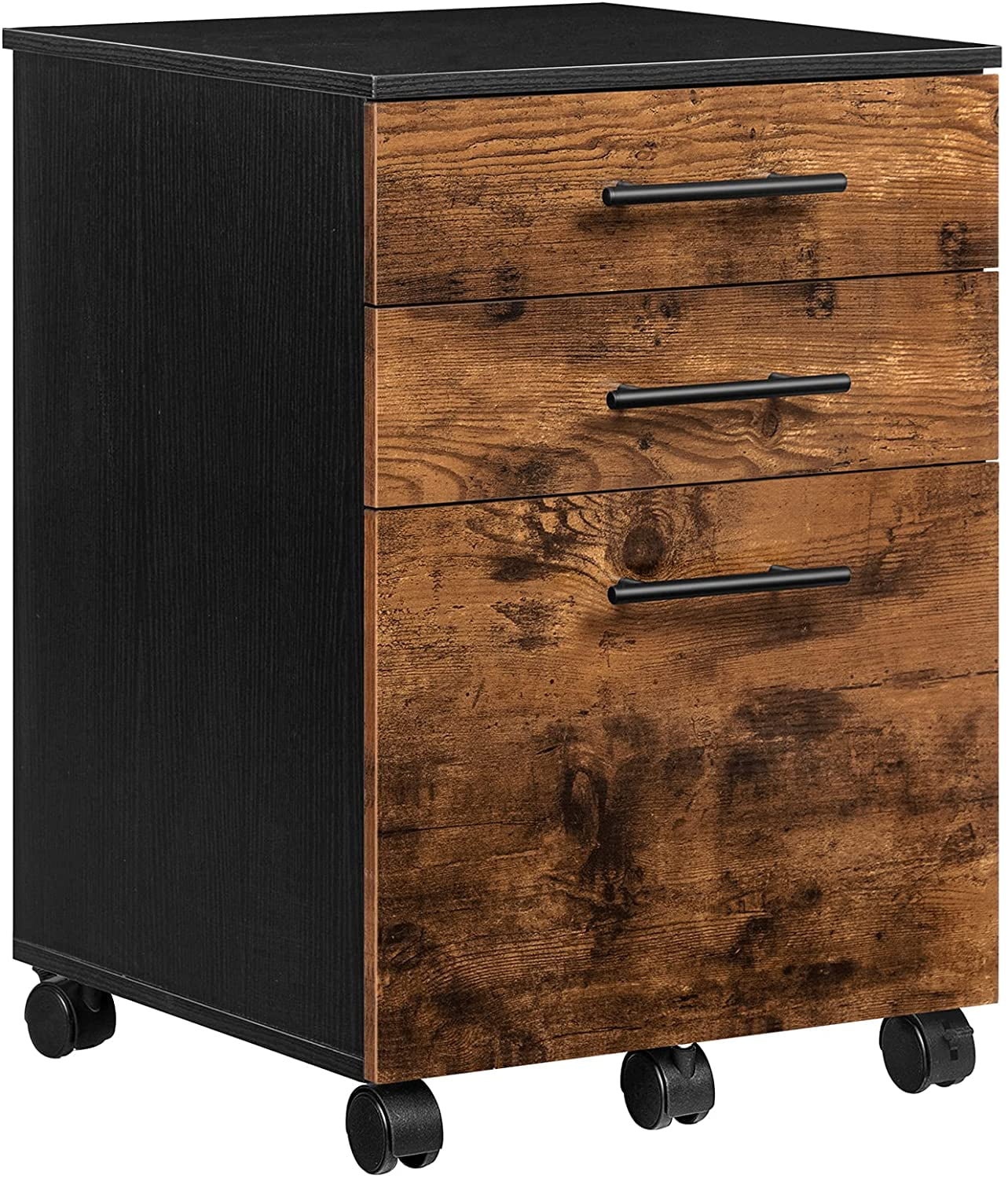 3-Drawer File Cabinet, Wooden Under Desk Filing Cabinet, fits A4/Letter ...
