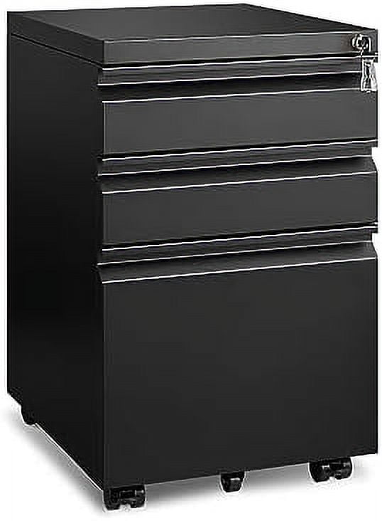 3 Drawer File Cabinet for Home Office, Under Desk Mobile Filing Cabinet ...