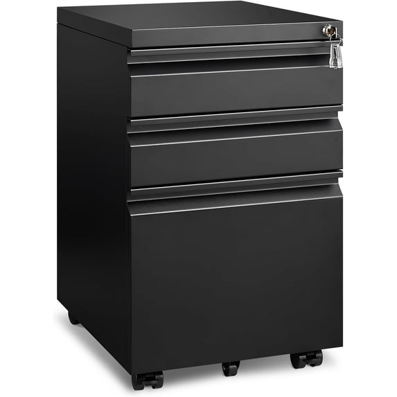 3 Drawer File Cabinet for Home Office, Under Desk Mobile Filing Cabinet ...