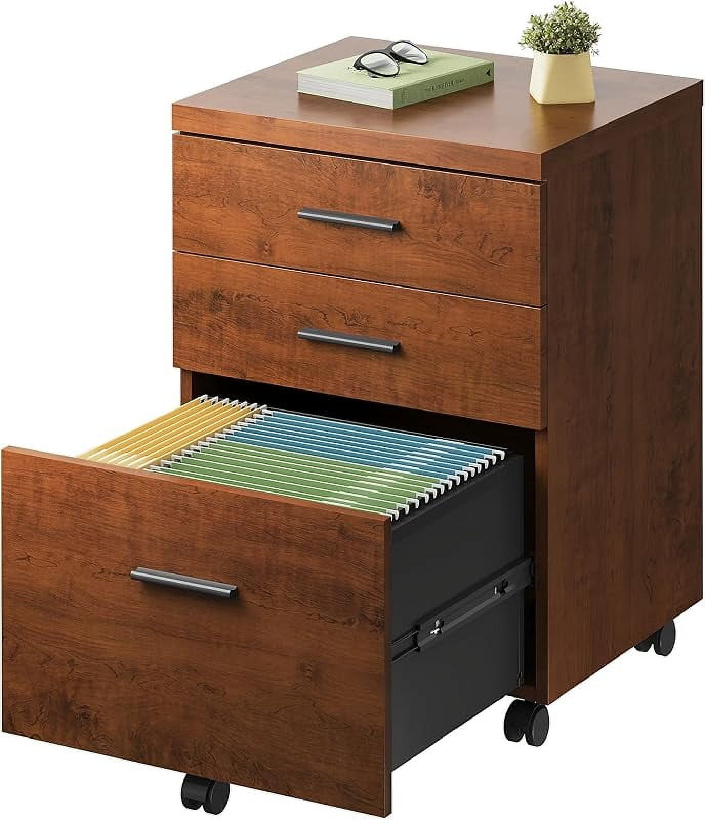 3 Drawer File Cabinet for Home Office, Wood Under Desk Filing Cabinet ...