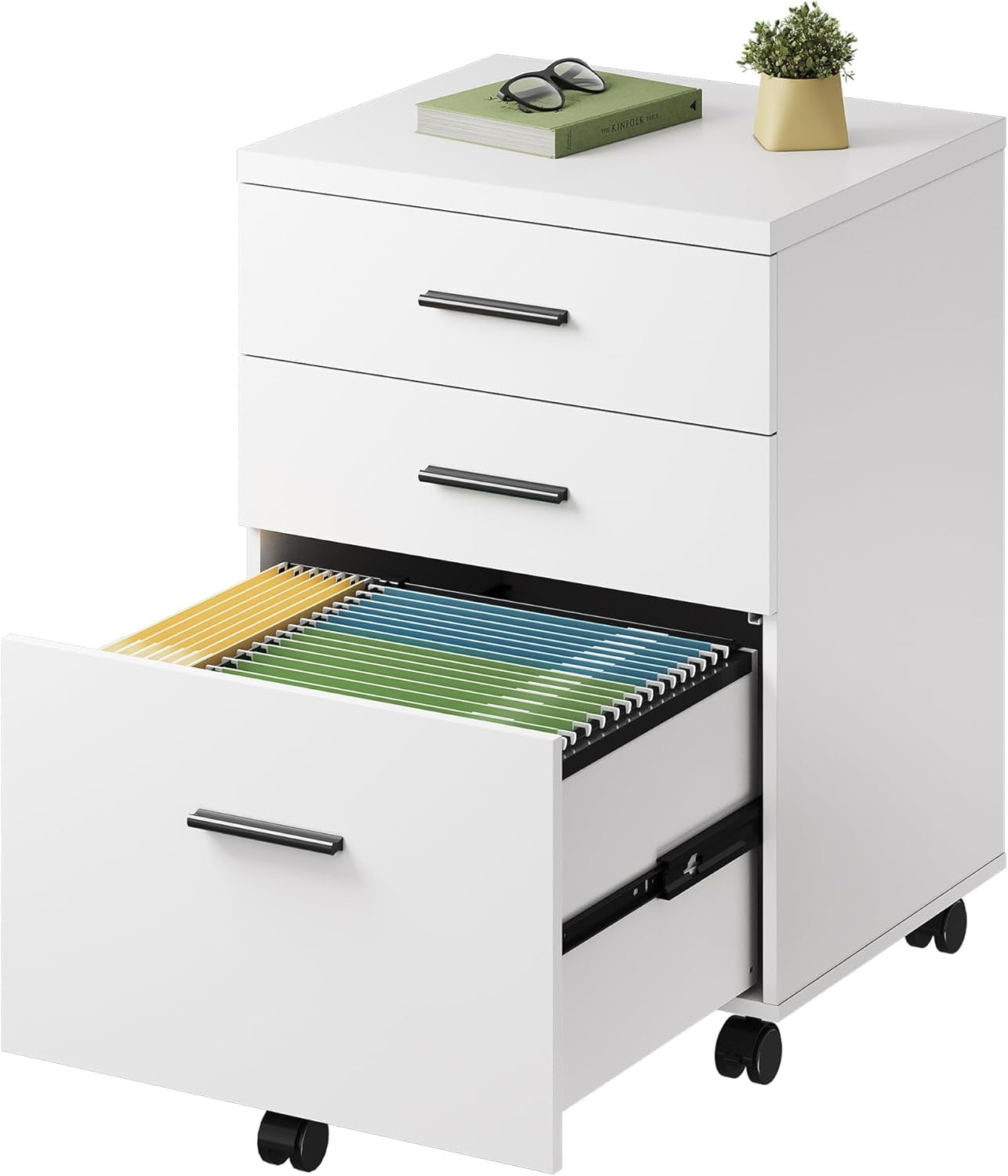 3 Drawer File Cabinet for Home Office, Wood Under Desk Filing Cabinet ...