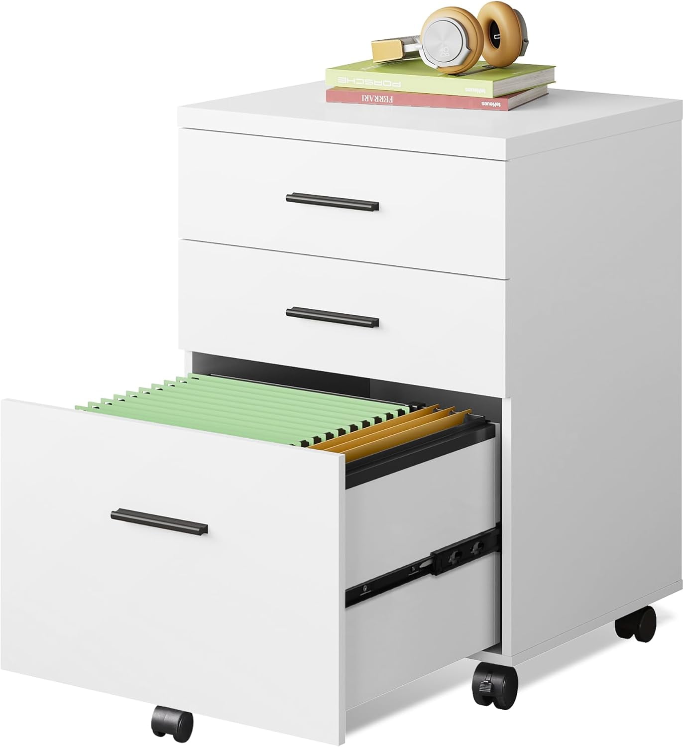 3 Drawer File Cabinet for Home Office, Wood Under Desk Filing Cabinet ...