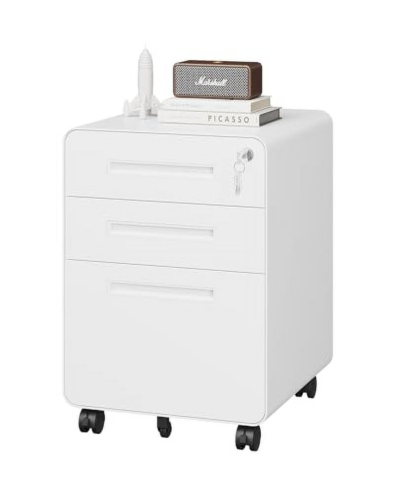 3 Drawer File Cabinet with Lock, Metal Under Desk Rolling Filing ...