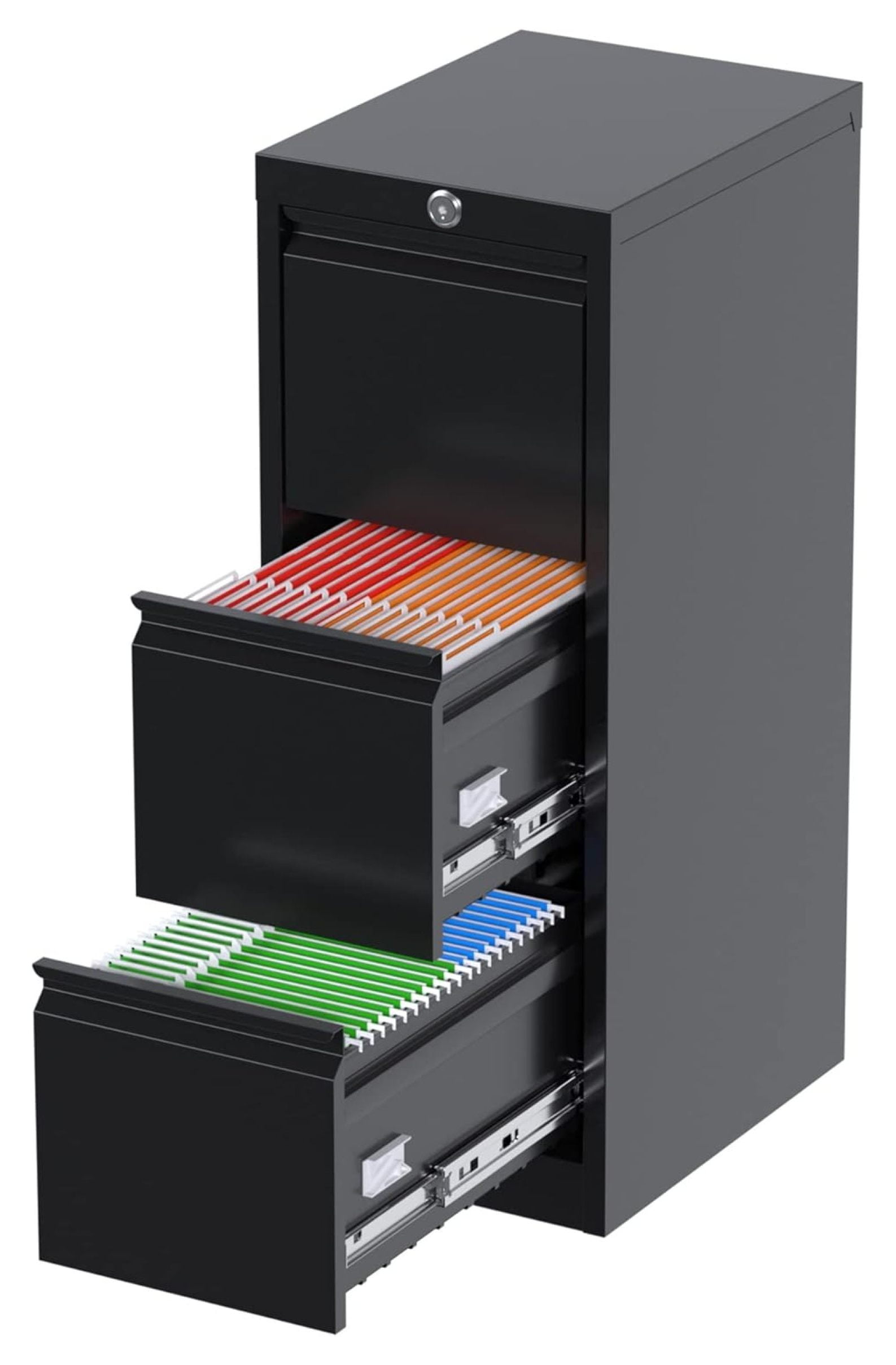 3 Drawer File Cabinet with Lock, Metal Vertical File Cabinet for Home ...