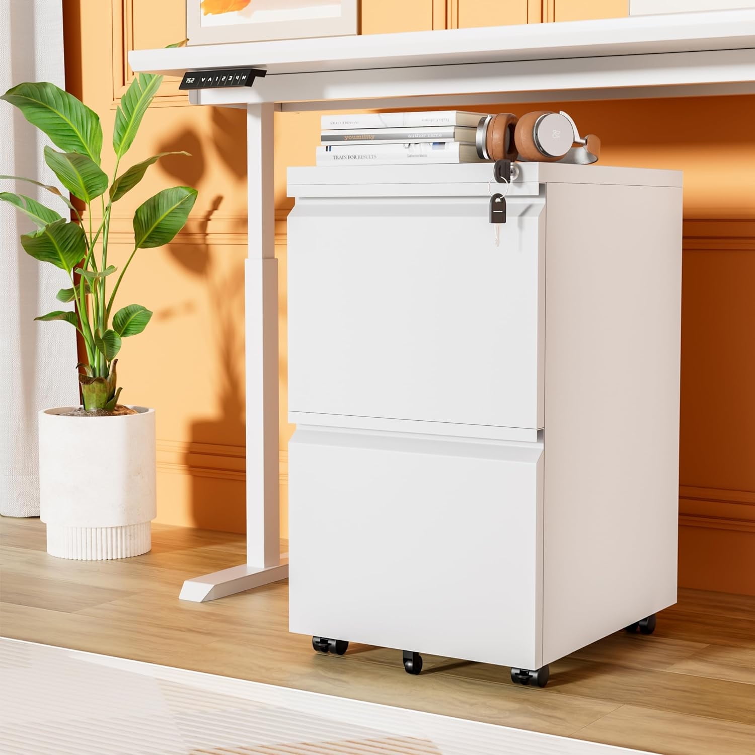 2 Drawer File Cabinet with Lock, Metal Vertical Filing Cabinet Under ...