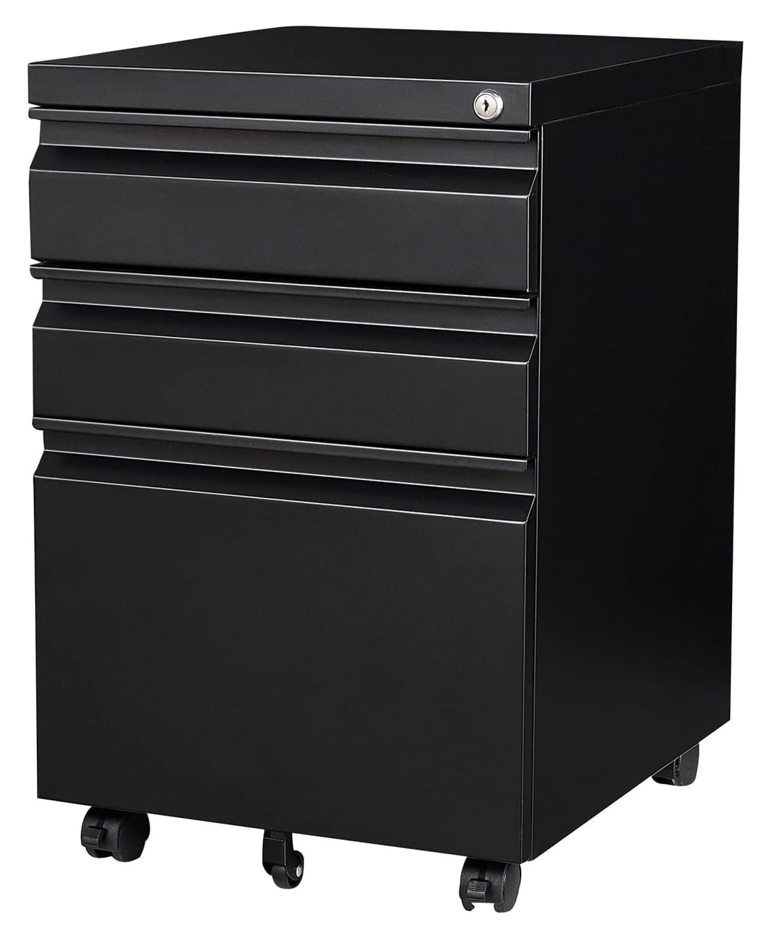 3 Drawer File Cabinet with Wheels, Metal Filing Cabinet with Lock ...