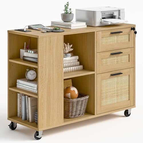 3 Drawer Filing Cabinet, Lateral File Cabinet with Charging Station ...