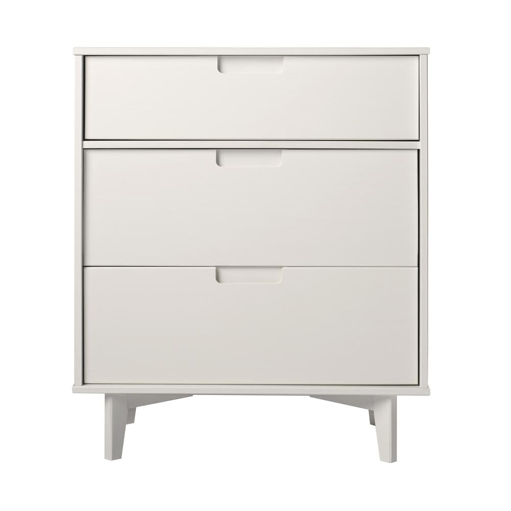 3-Drawer Groove Handle Wood Dresser - White - Walmart.com