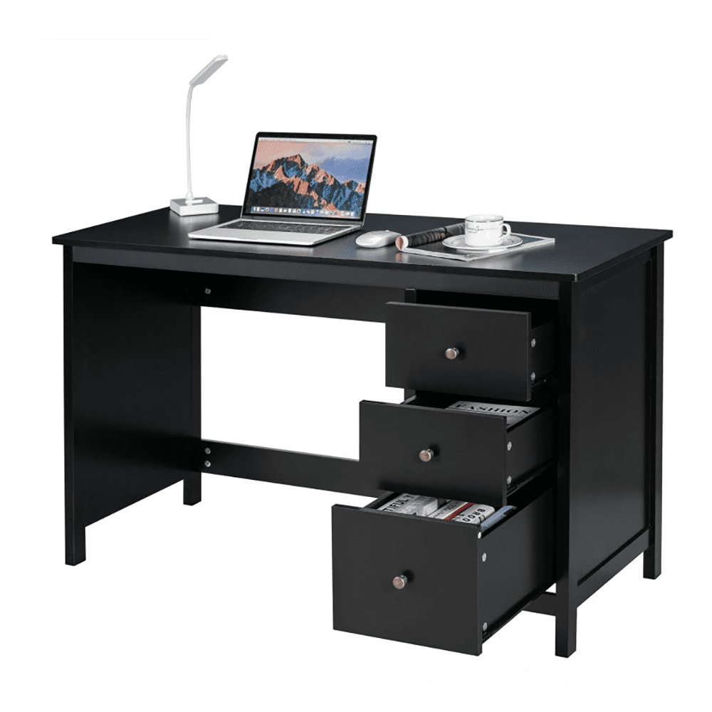 3-Drawer Home Office Study Computer Desk with Spacious Desktop ...