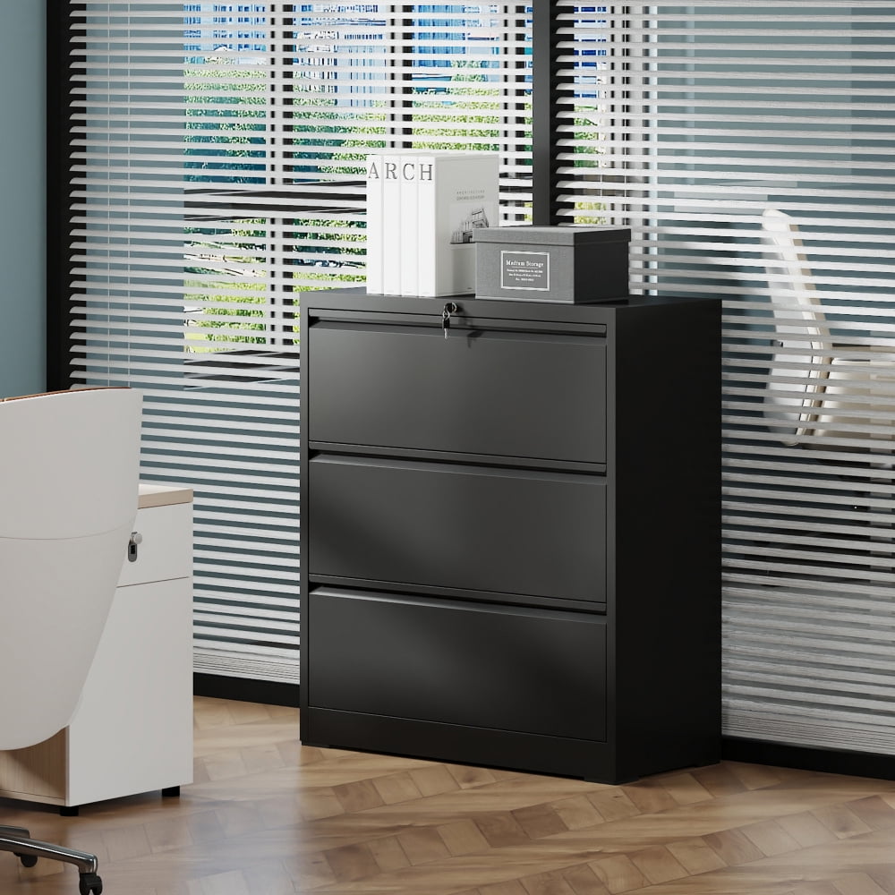 3 Drawer Lateral File Cabinet (Home Office) – Heavy-Duty Metal with ...