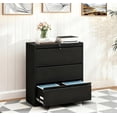 3-Drawer Lateral File Cabinet with Lock, Black Metal Filing Cabinet for ...