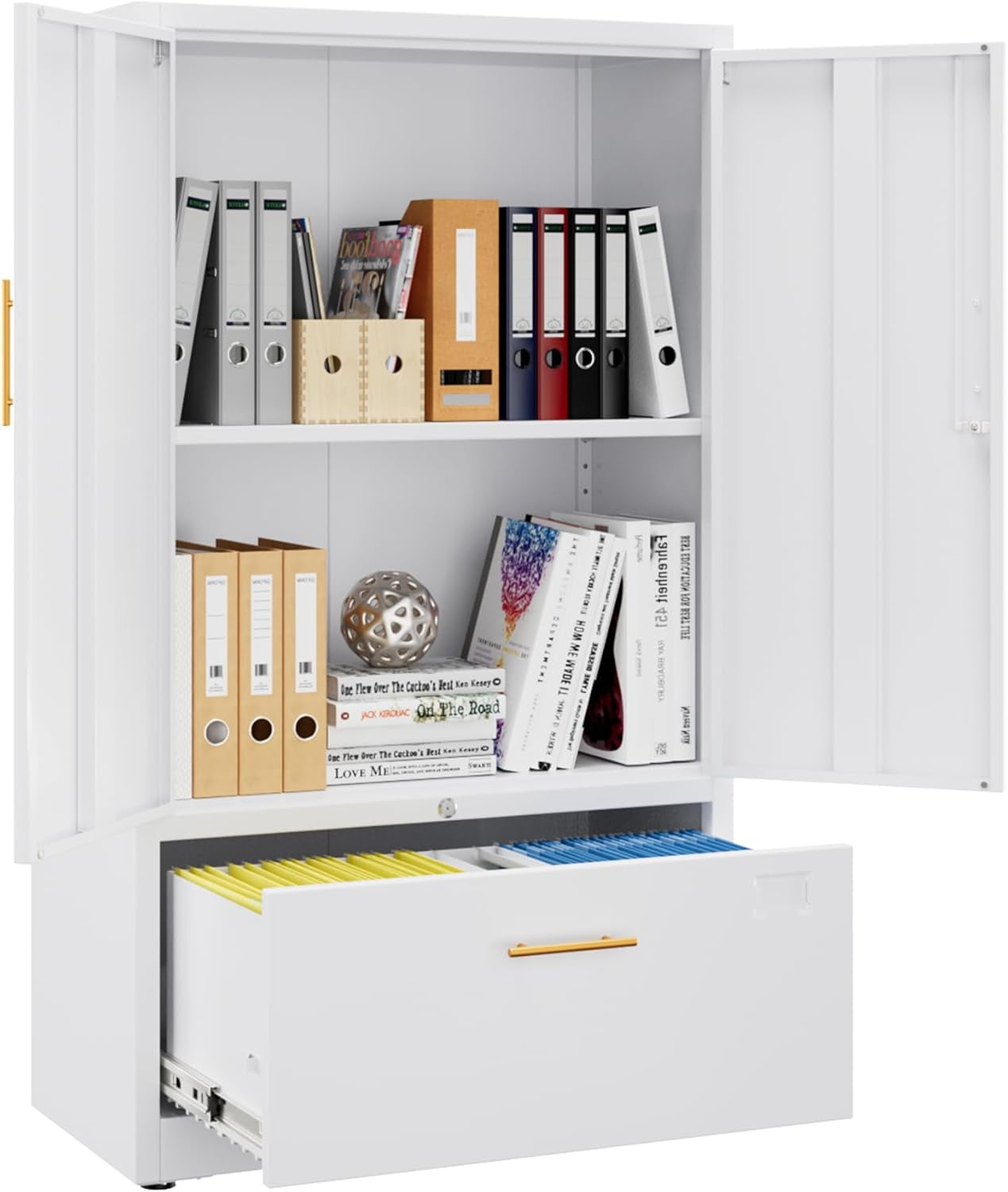 3 Drawer Lateral File Cabinet with Lock, Metal Filing Storage Cabinet ...