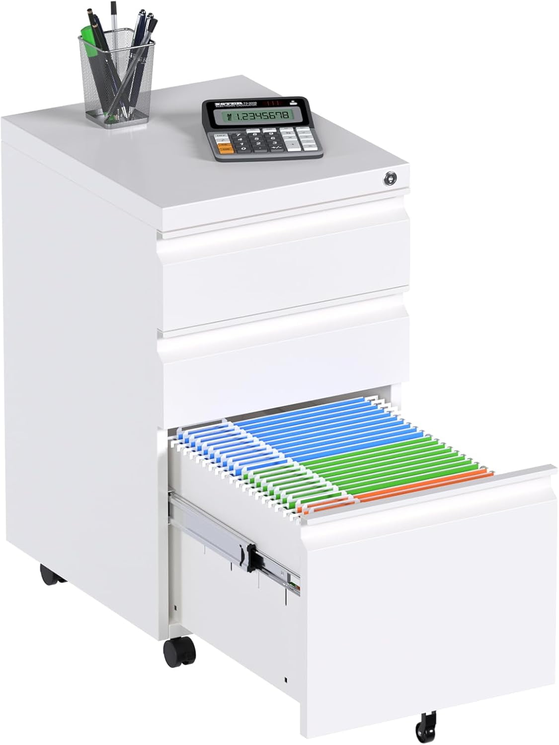 3 Drawer Lateral File Cabinet with Lock, Metal Filing Storage Cabinet ...