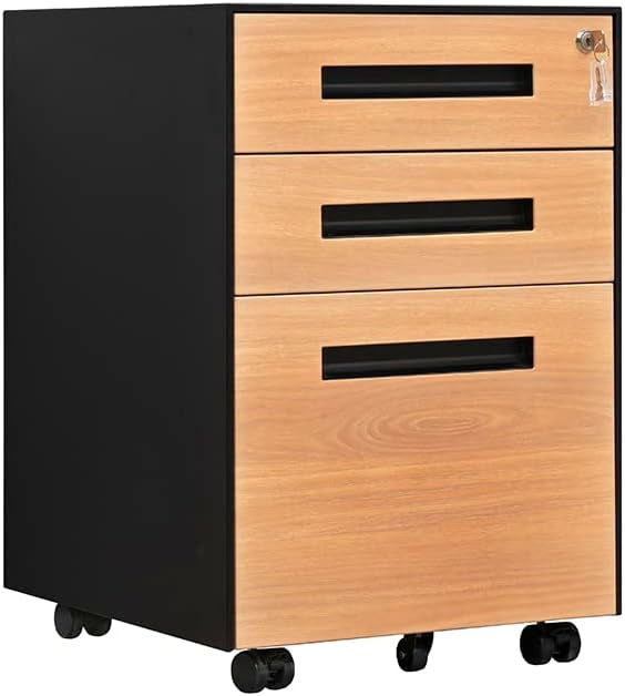 3 Drawer Locking File Cabinet, Under Desk Metal Filing Cabinet for ...