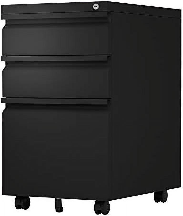 3 Drawer Locking File Cabinet, Under Desk Metal Filing Cabinet for ...