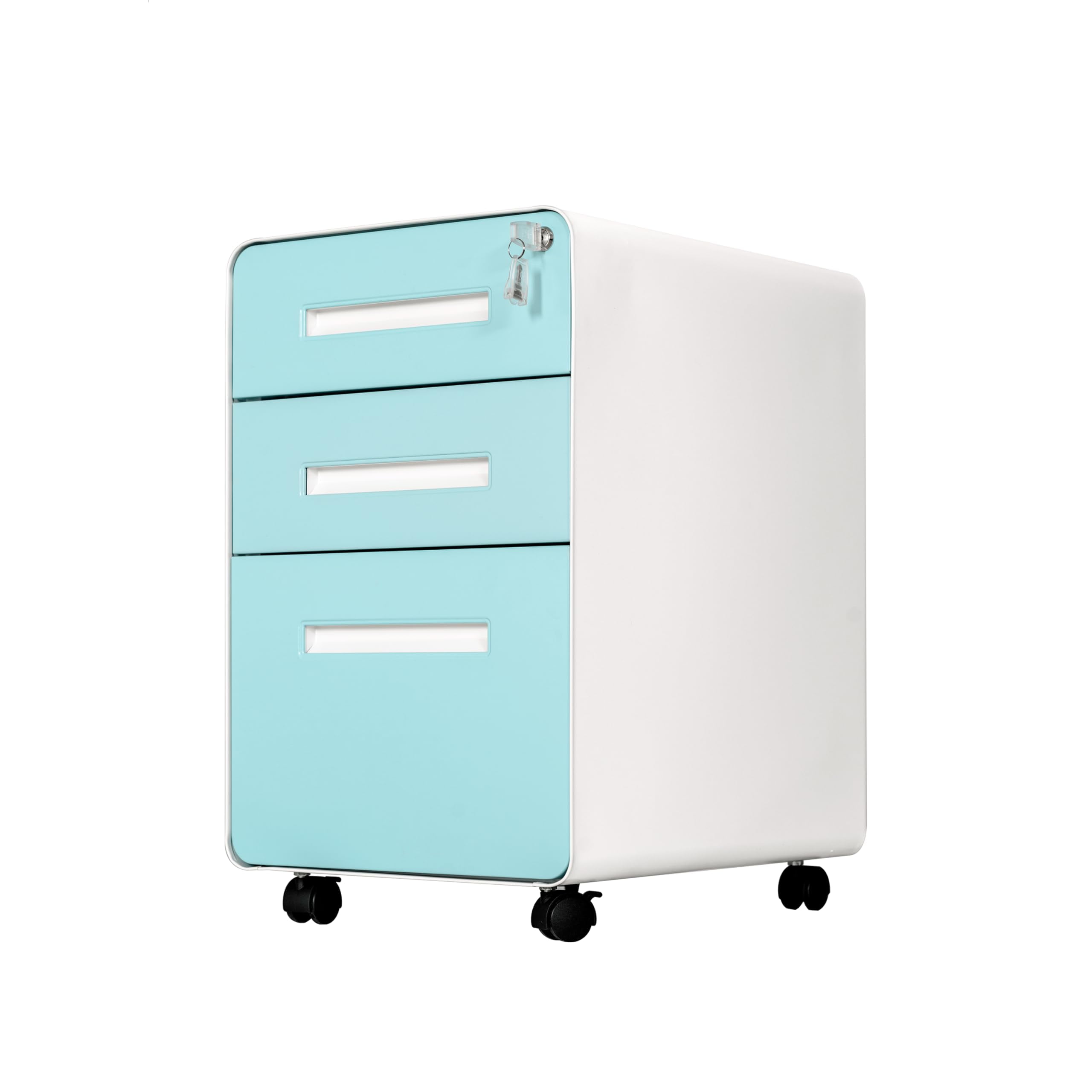 3 Drawer Locking File Cabinet on Wheels, Mobile Rolling Storage for ...