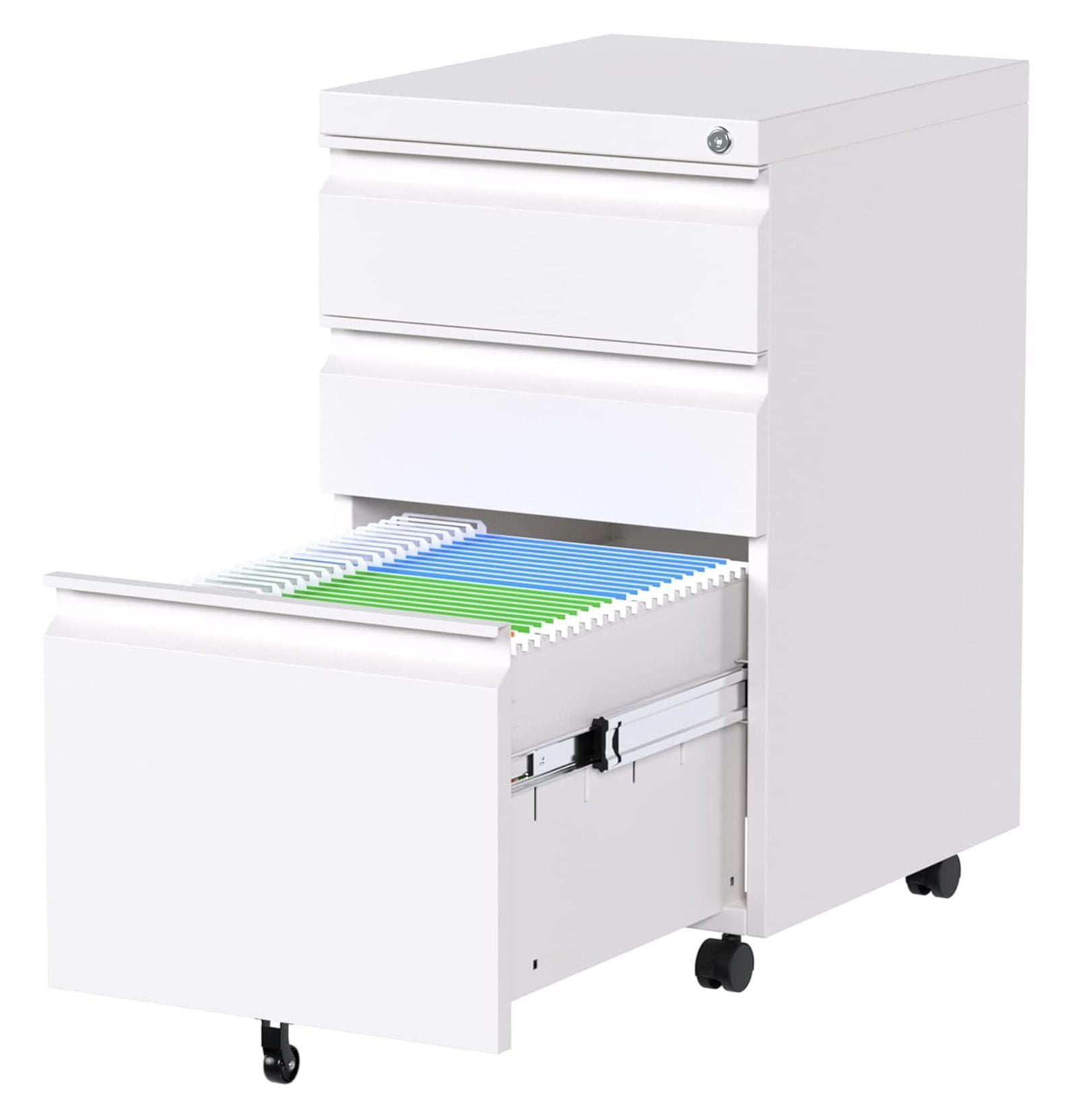 3-Drawer Locking Metal File Cabinet for Home Office,Easy to Move ...