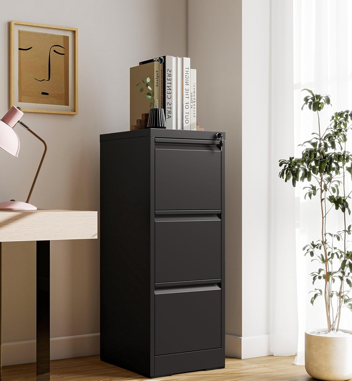 3-Drawer Locking Vertical File Cabinet, Metal Storage Cabinet for ...