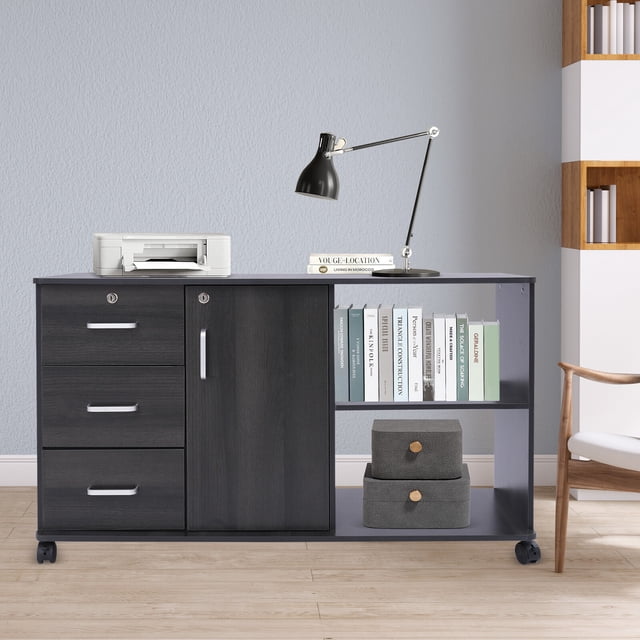 3 Drawer MDF Mobile File Cabinet Under Desk Storage Drawers Office ...