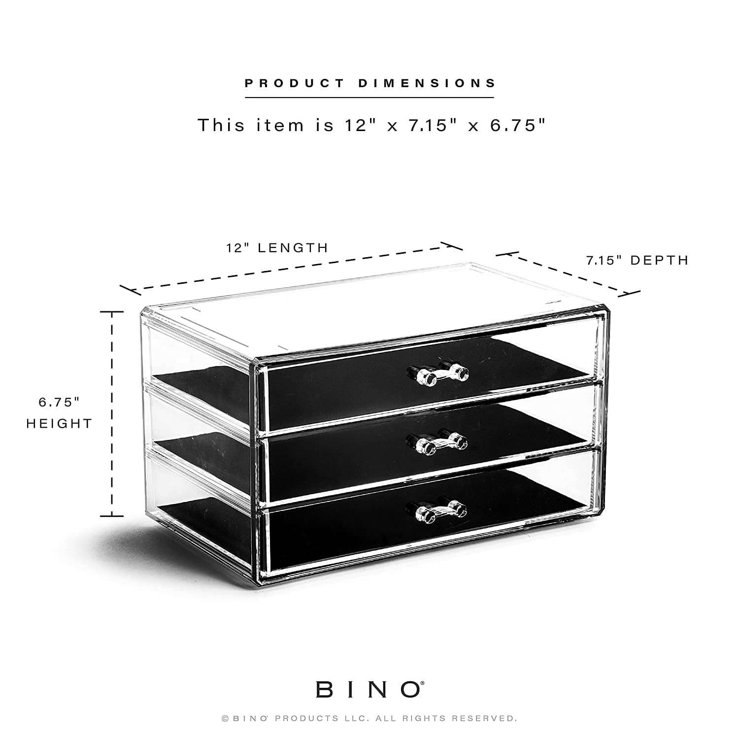 3-Drawer Makeup Organizer with Design, Stackable Acrylic Storage Bins ...