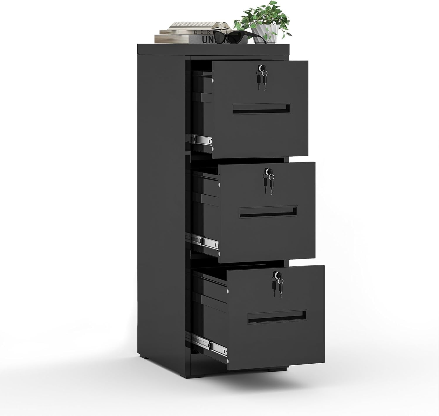 3 Drawer Metal File Cabinet with 3 Unique Locks Heavy Duty Locking File ...