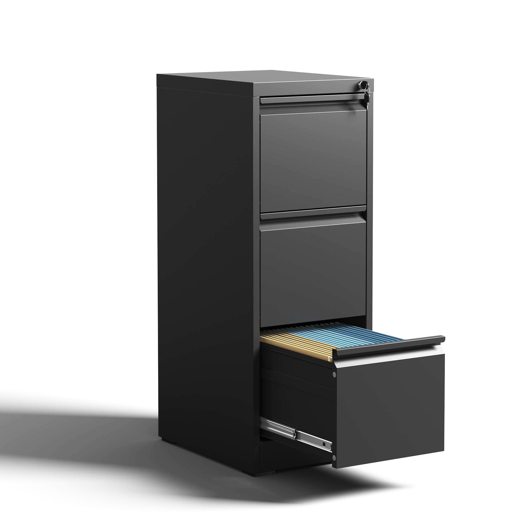 3 Drawer Metal File Cabinet For Office/home, Lockable, Steel, Tilt ...