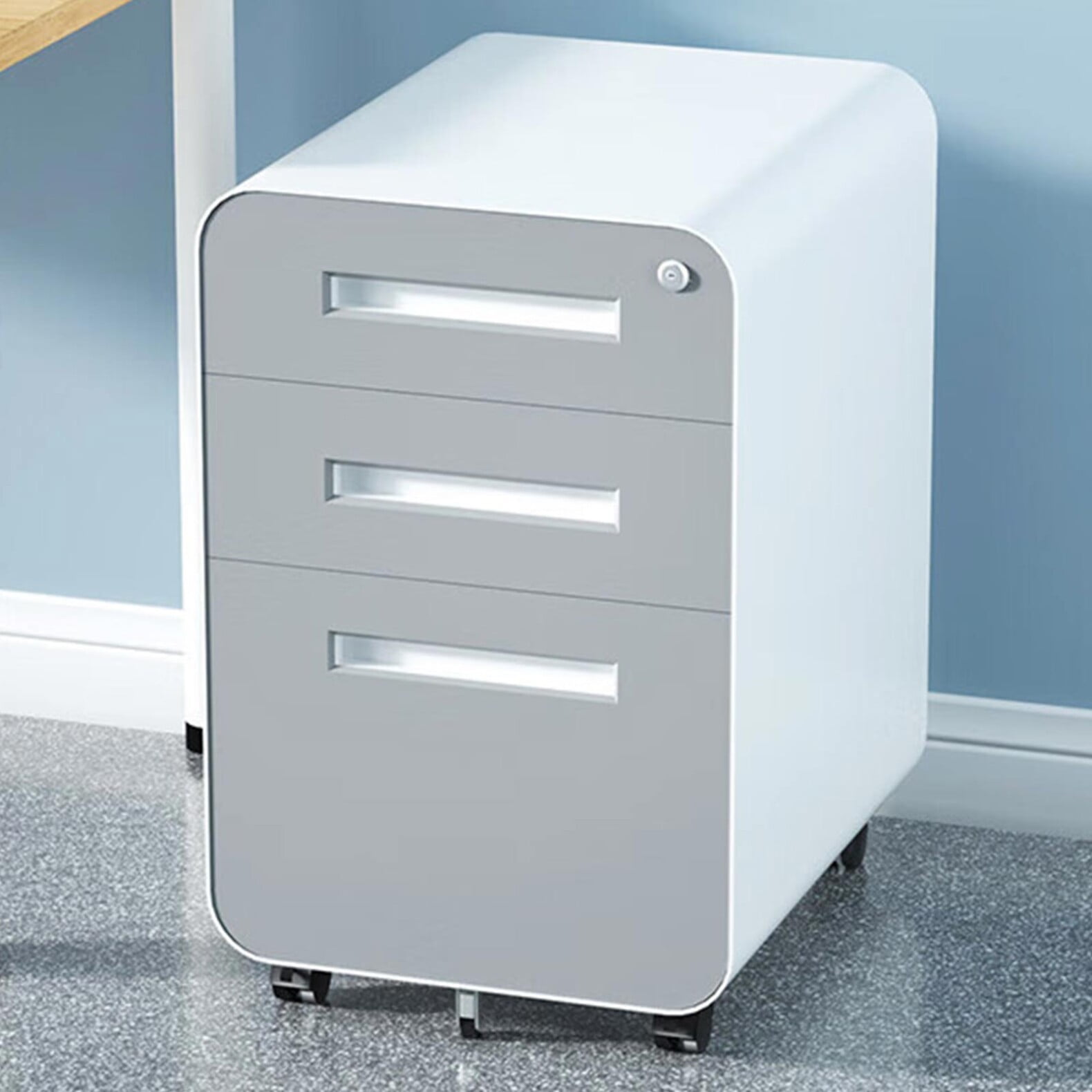 3 Drawer Metal File Cabinet with Locking Wheels, Anti-Tilt Design for ...