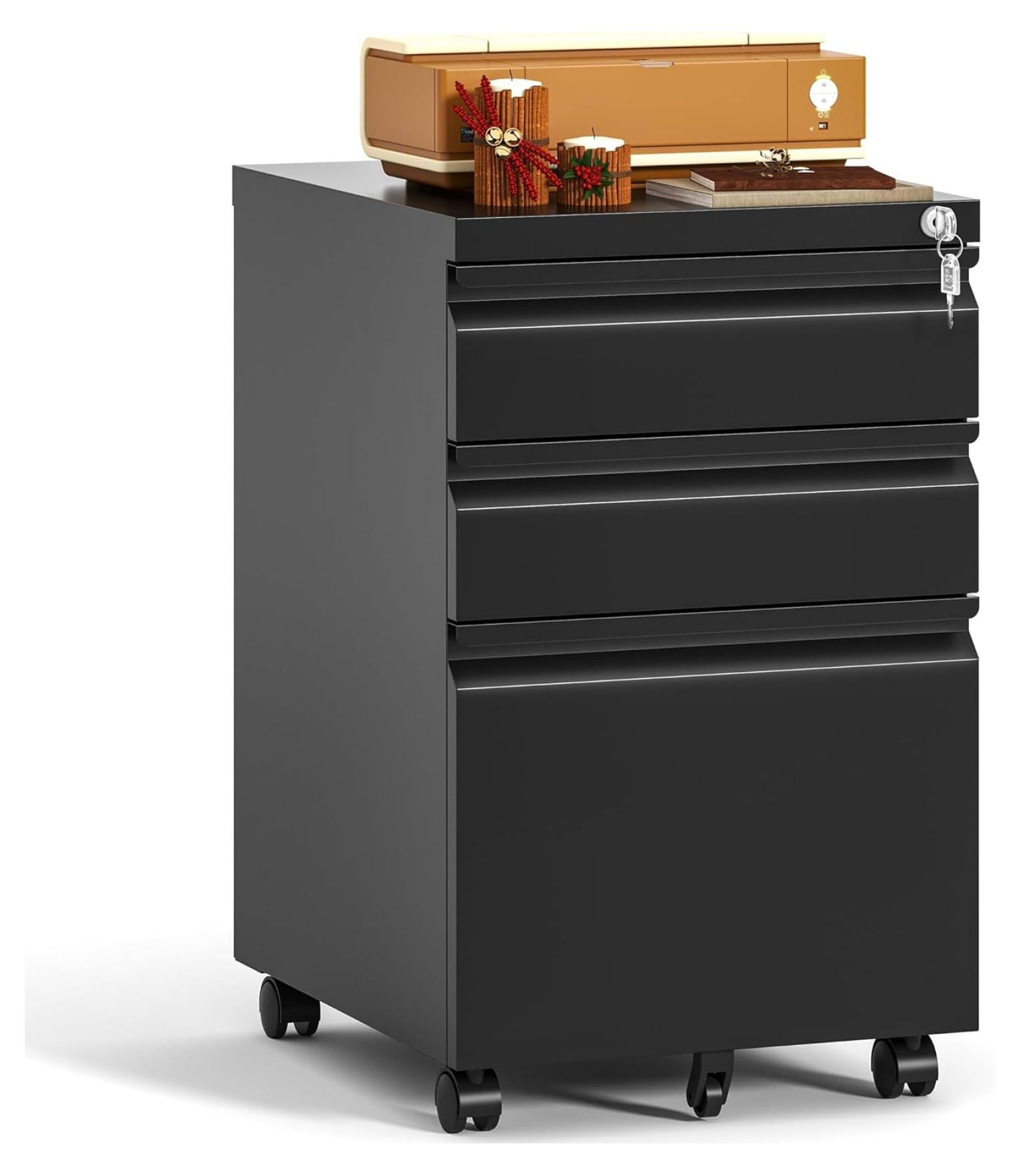 3 Drawer Metal Mobile File Cabinet, Under Desk File Cabinets, Metal ...