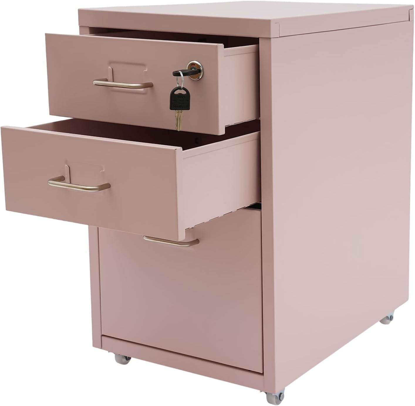 3-Drawer Metal Mobile File Cabinet with Lock and Tag Jacks, 11W x 16D x ...