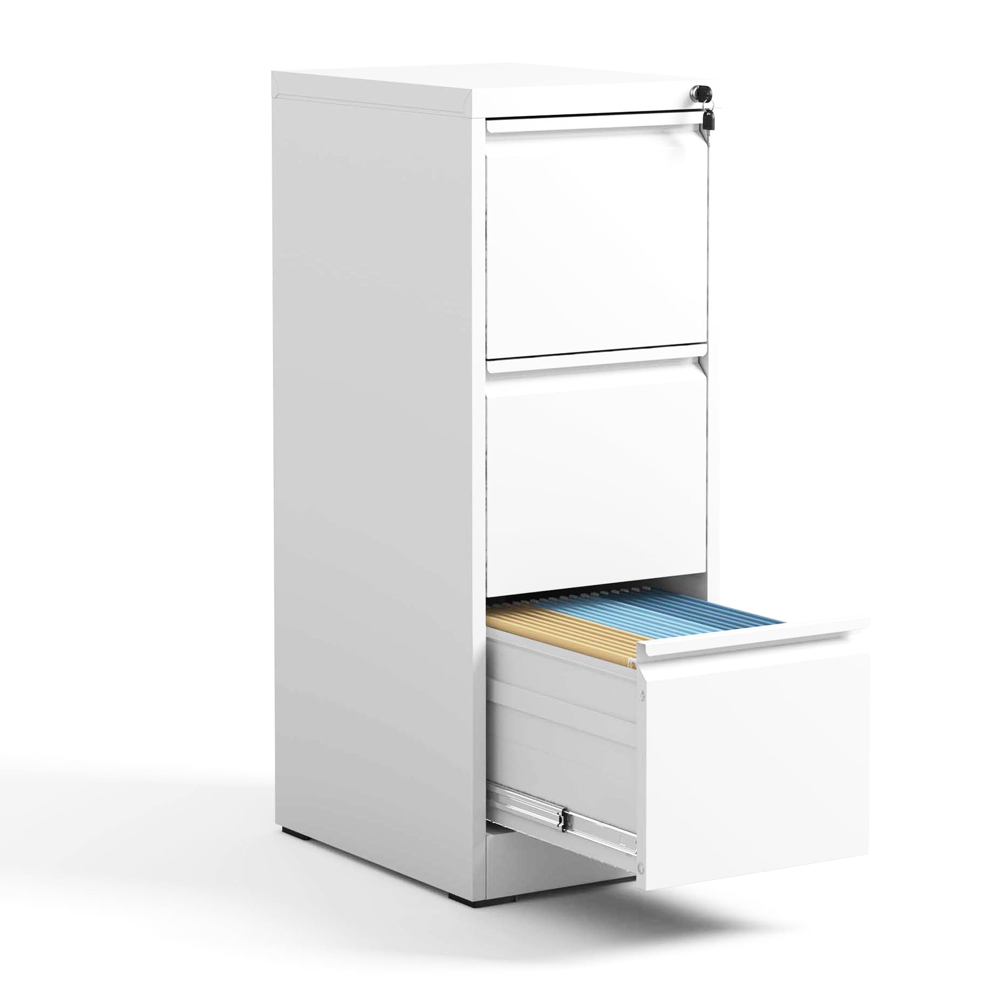 3 Drawer Metal Office/home File Cabinet, Steel Construction, Tilt, Full ...