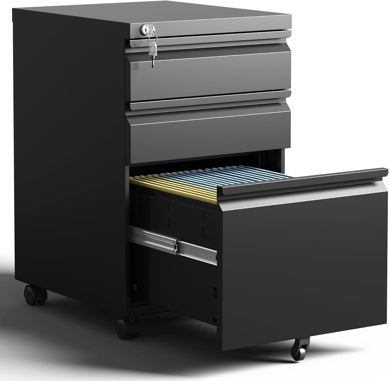 3 Drawer Mobile File Cabinet Under Desk Metal Filing Cabinet on Wheels ...