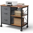 3 Drawer Mobile File Cabinet, Freestanding Fabric Lateral Filing ...