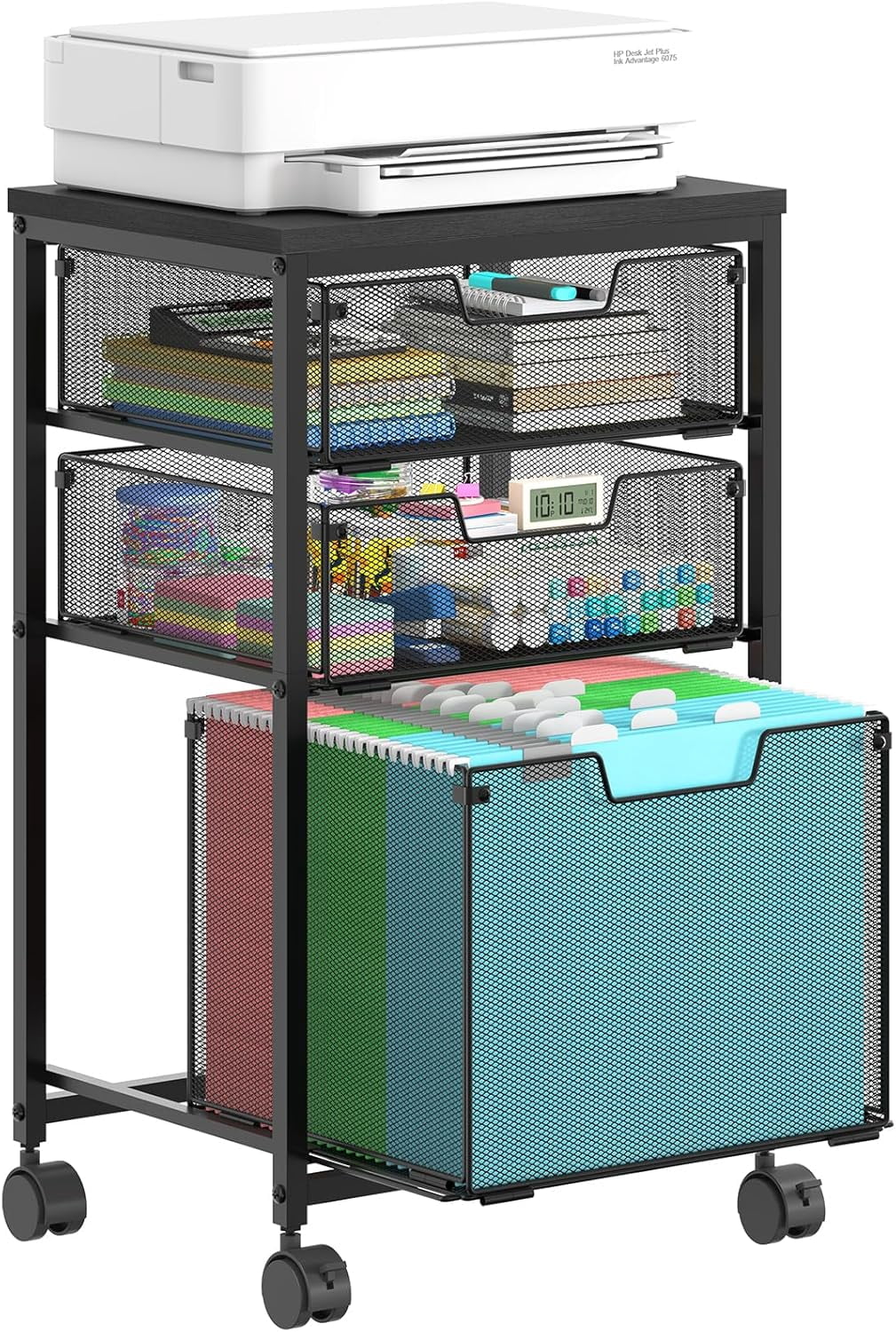 3 Drawer Mobile File Cabinet for Home Office, Rolling Filing Cabinet on ...
