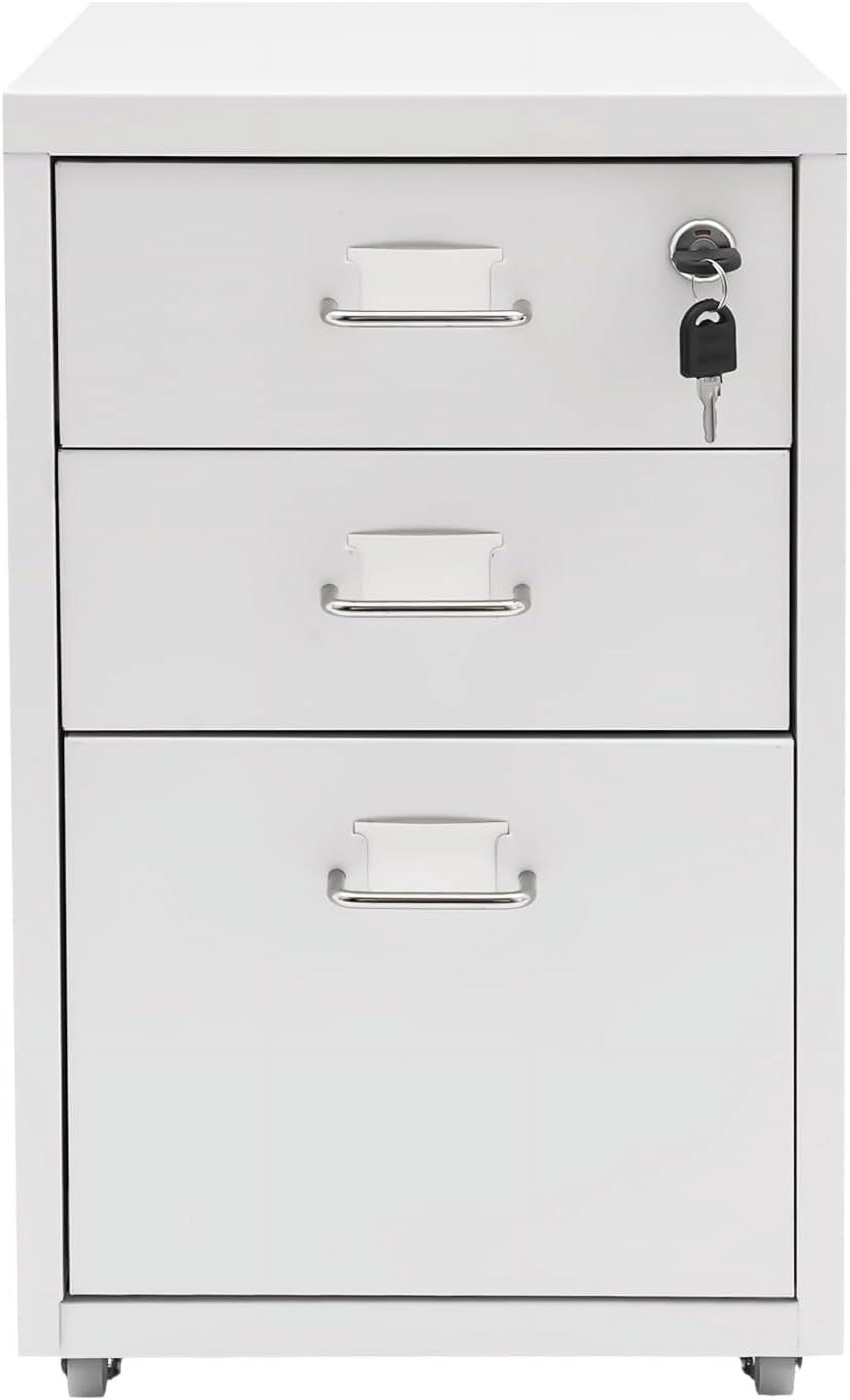 3-Drawer Mobile File Cabinet with Lock, 18" Tall Commercial Vertical ...