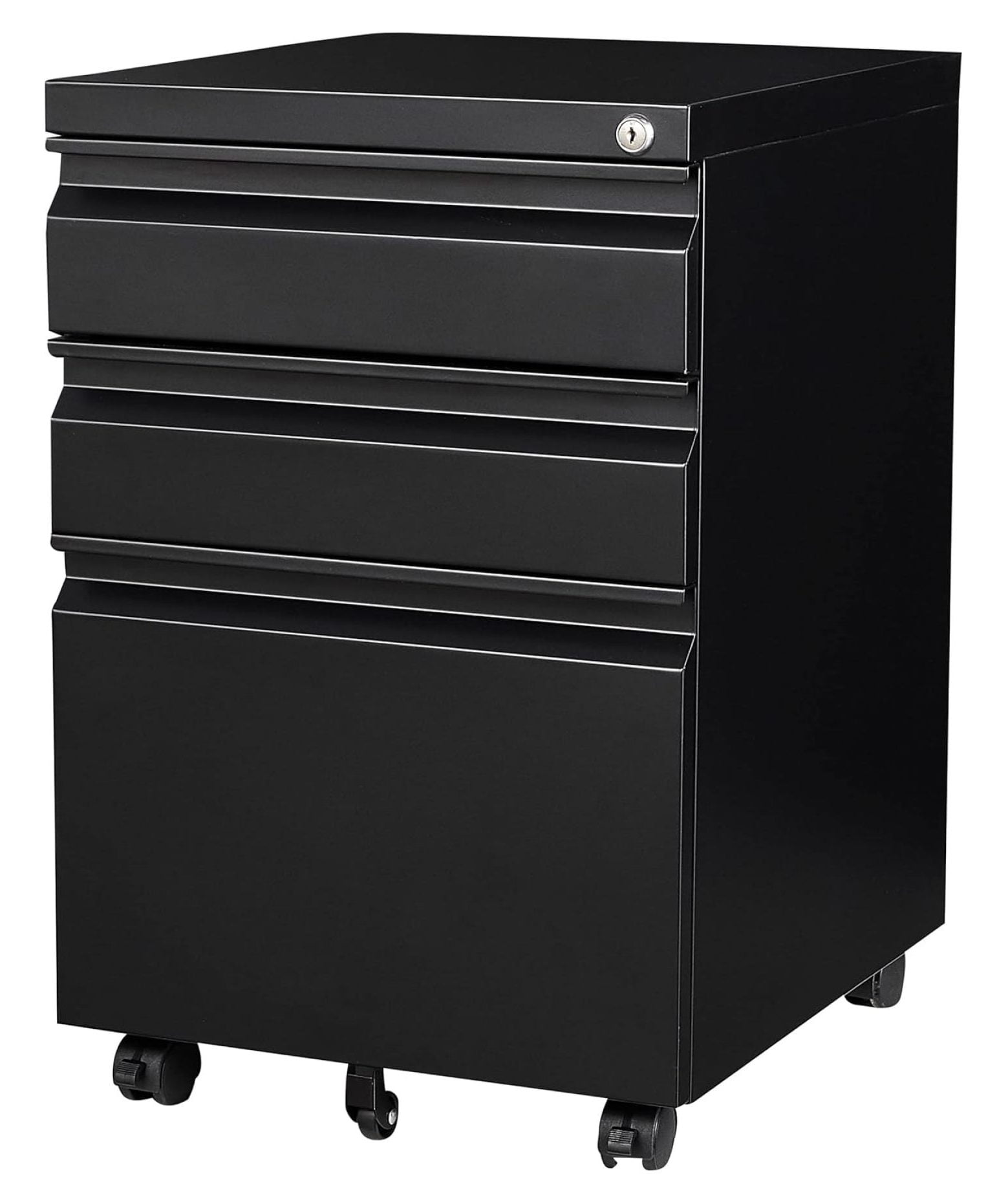 3 Drawer Mobile File Cabinet with Lock,Black Under Desk File Cabinets ...
