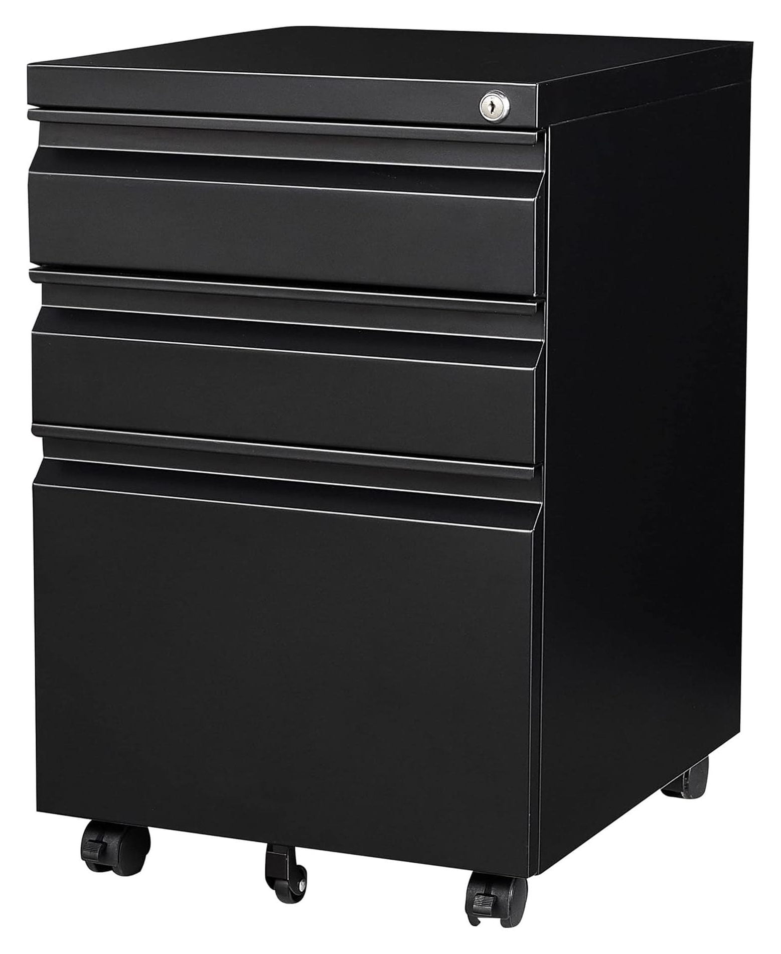 3 Drawer Mobile File Cabinet with Lock,Black Under Desk File Cabinets ...