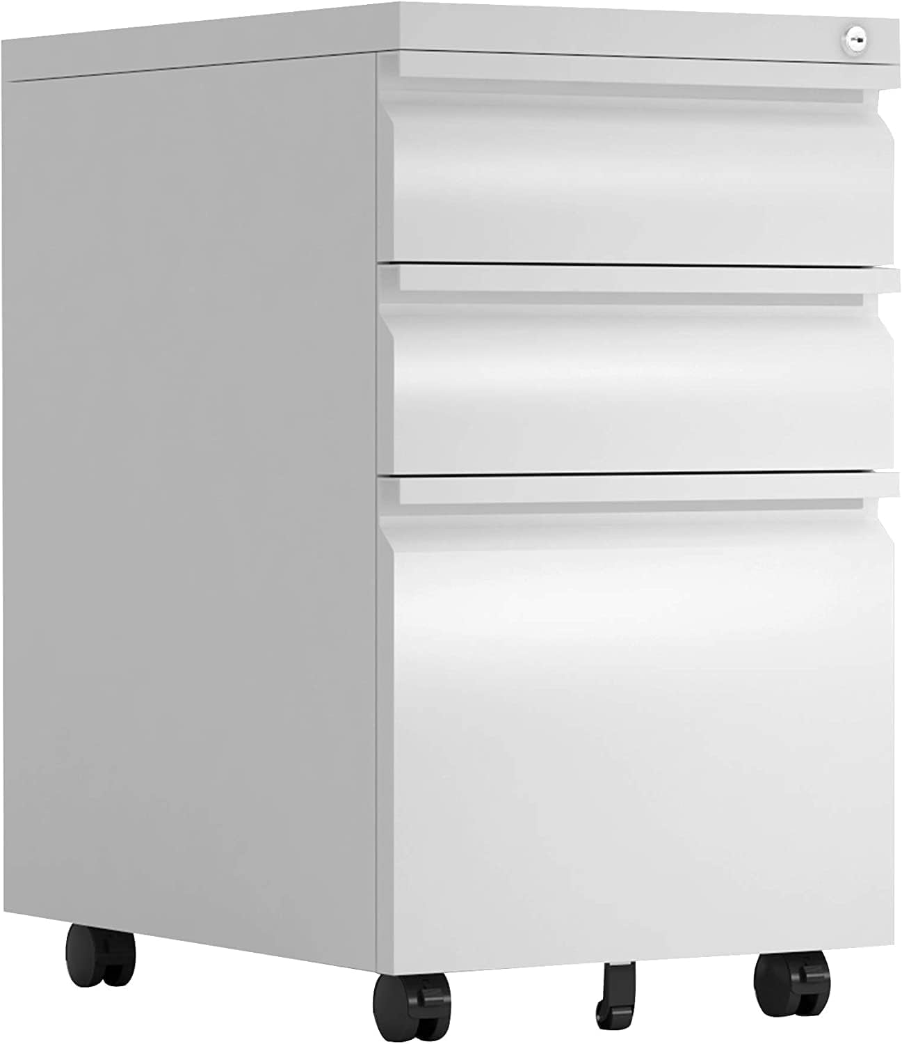 3-Drawer Mobile File Cabinet with Lock, Office Storage Filing Cabinet ...
