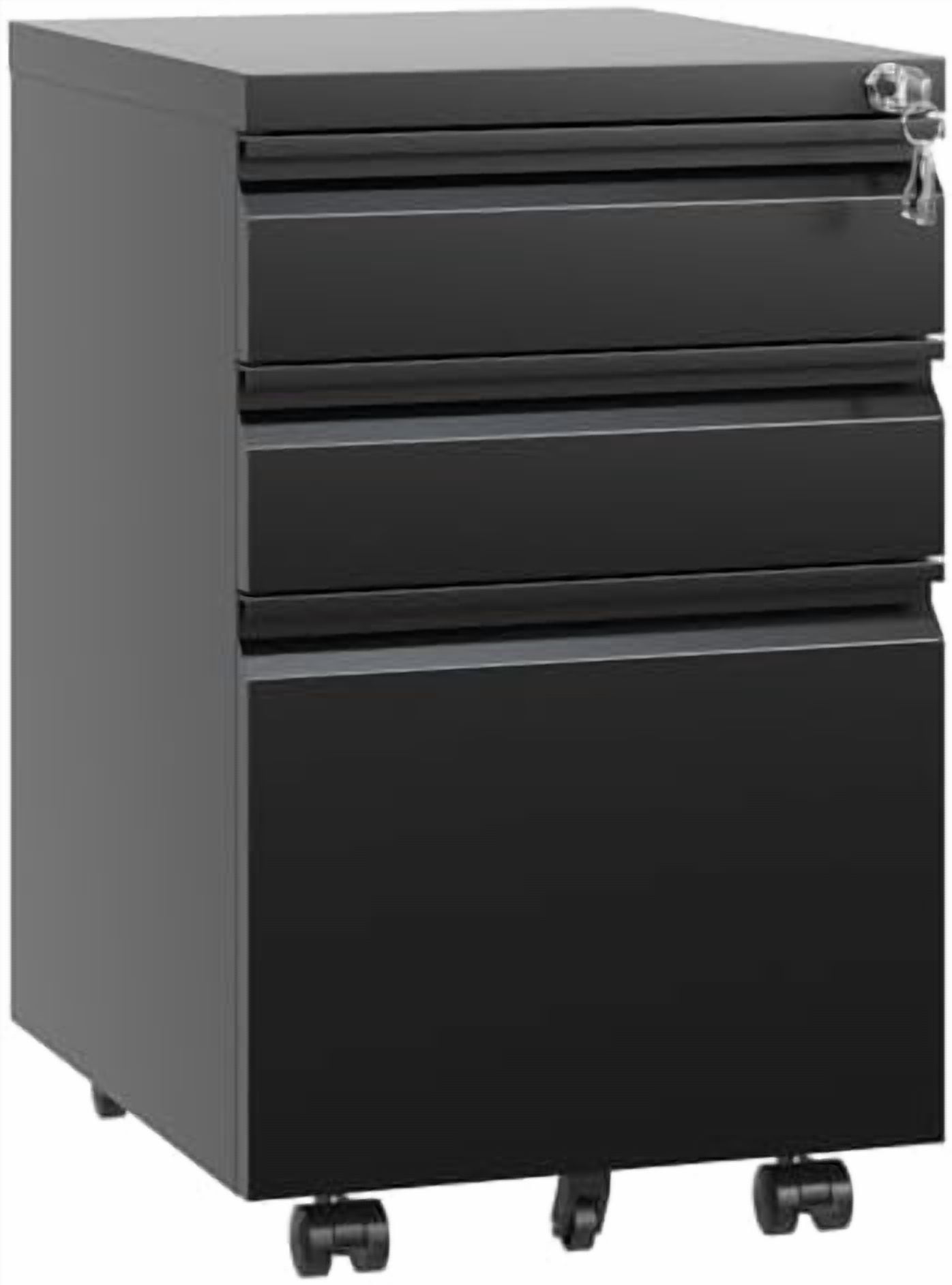 3 Drawer Mobile File Cabinet with Lock, Rolling Metal Filing Cabinet ...