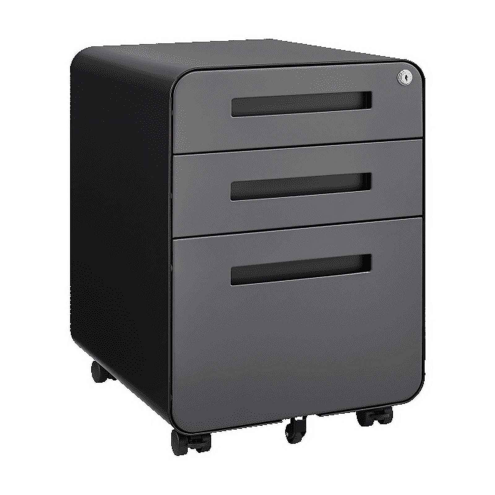 3 Drawer Mobile File Cabinet with Lock, Small Filing Cabinets 5 Wheel ...