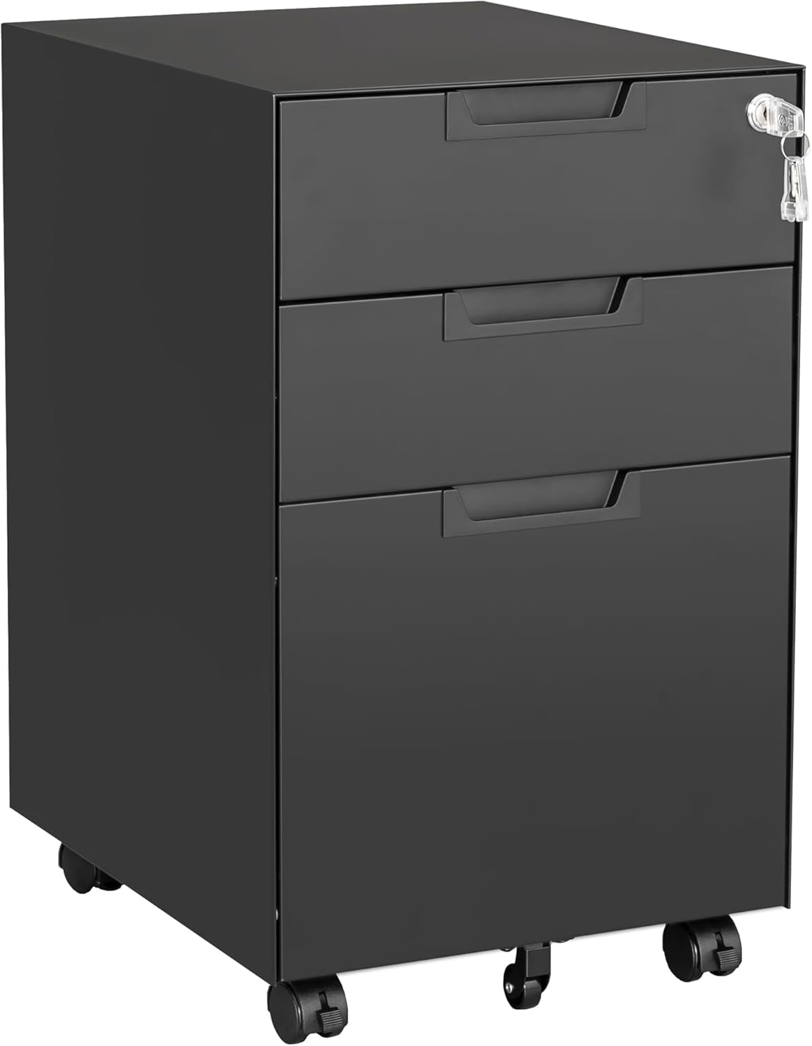 3 Drawer Mobile File Cabinet with Lock,Under Desk Metal Small Filing ...
