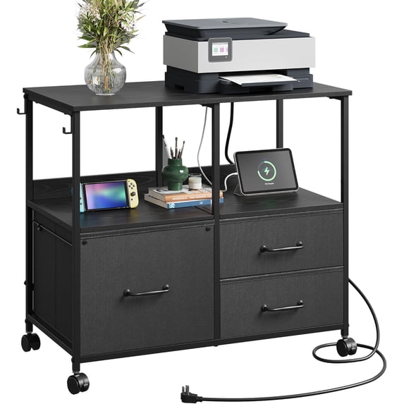 3 Drawer Mobile File Cabinet, Rolling Printer Stand with Storage Shelf ...
