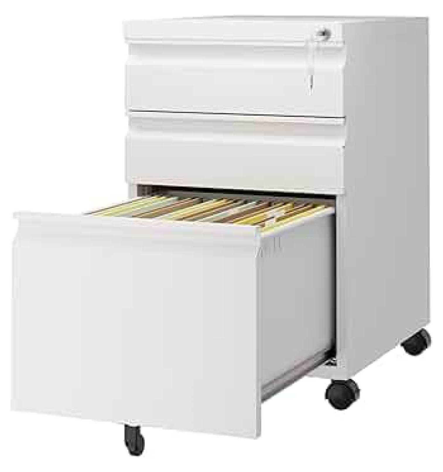 3 Drawer Mobile File Cabinet, Under Desk Filing Cabinet with Lock ...