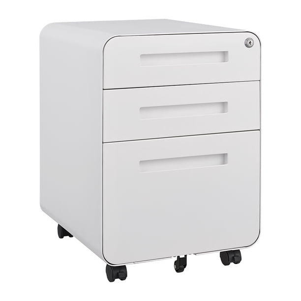 3 Drawer Mobile File Cabinet with Lock, Metal Under Desk Rolling Filing ...