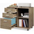 3 Drawer Mobile File Cabinet with Open Shelves Gray Oak Bestseling ...