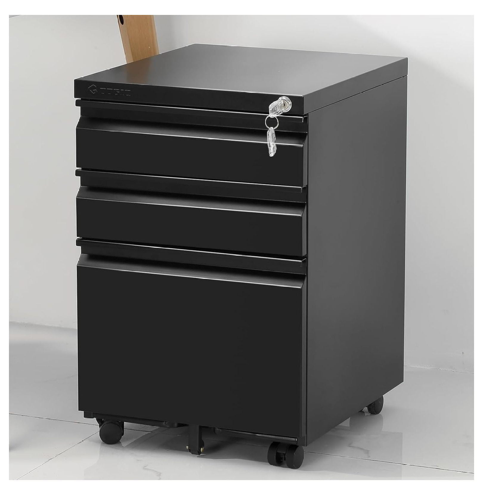 3-Drawer Mobile File Cabinets Rolling Metal Filing Cabinet for Legal ...