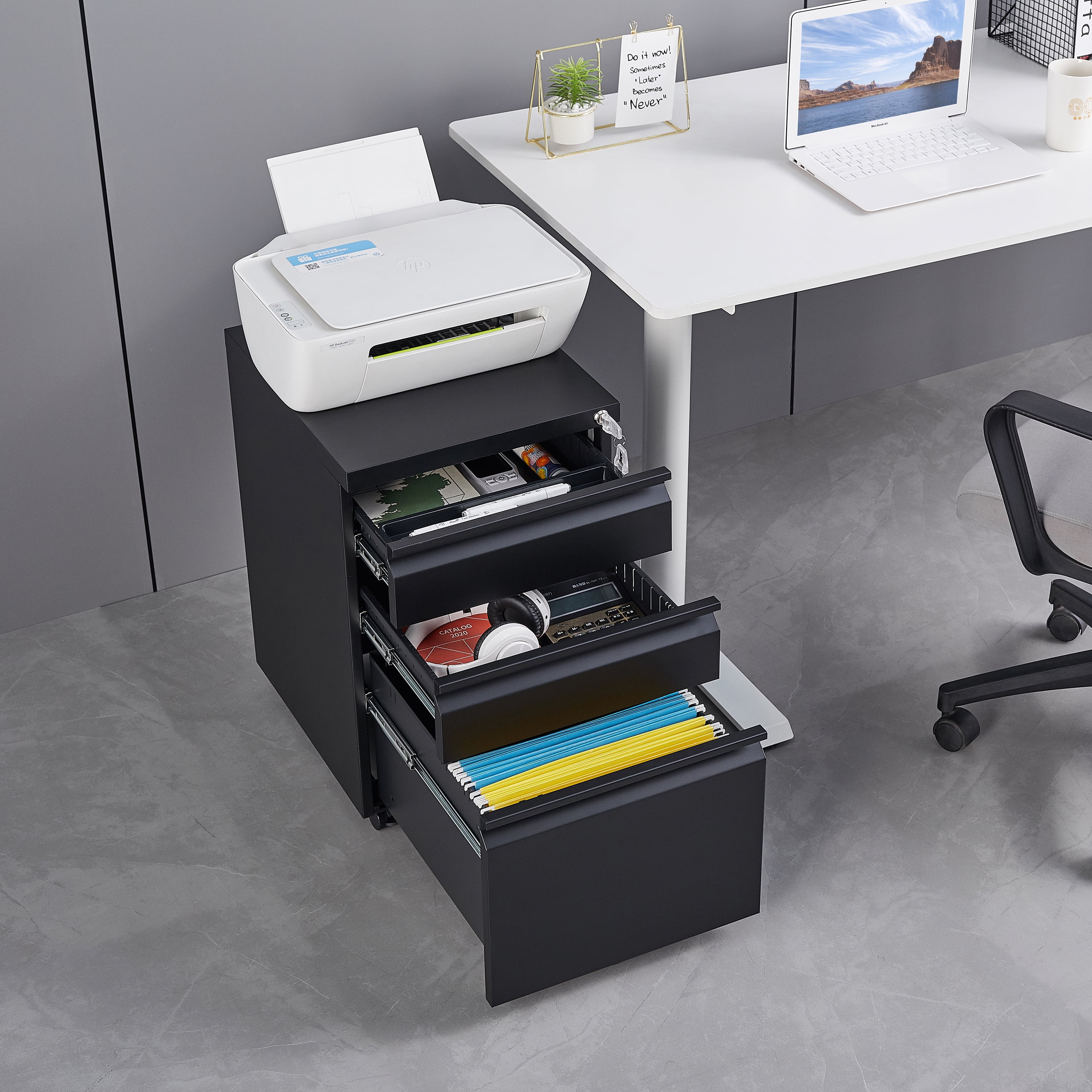 3-Drawer Mobile File Cabinets Rolling Metal Filing Cabinet for Legal ...