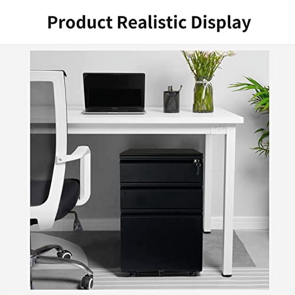3-Drawer Mobile File Cabinets Rolling ，Vertical Metal Filing Cabinet ...