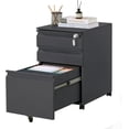 3-Drawer Mobile Metal Filing Cabinet with Lock & Anti-Tip Wheels,Under ...